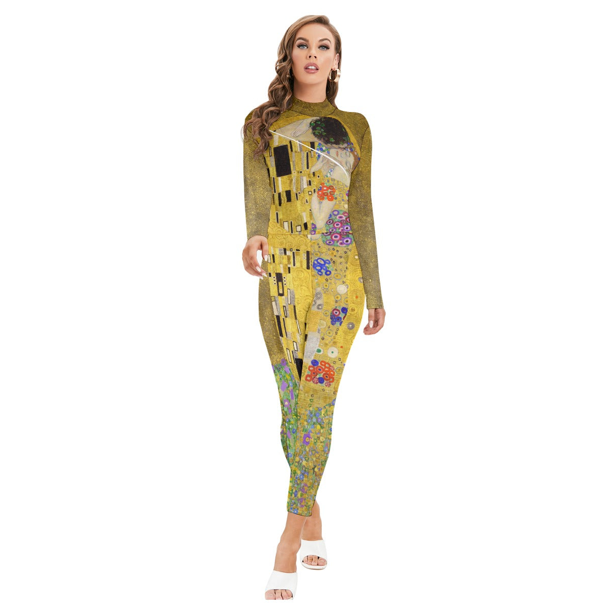 Gustav Klimt Kiss Jumpsuit - Elegant High-neck Wear for Women