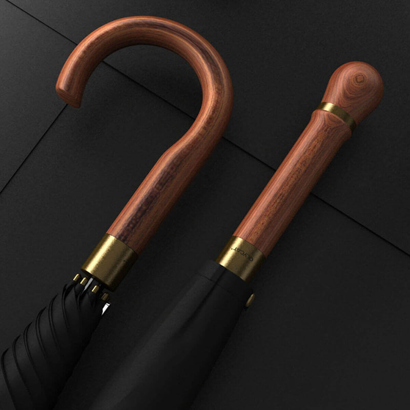 Wooden Handle Umbrella - Classic Design Rain Protection | US